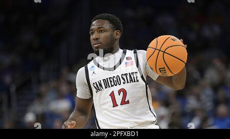 San Diego State guard Darrion Trammell (12) during the second half of a ...