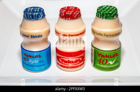 Yakult, traditional probiotic fermented drink with Lactobacilus Casei ...