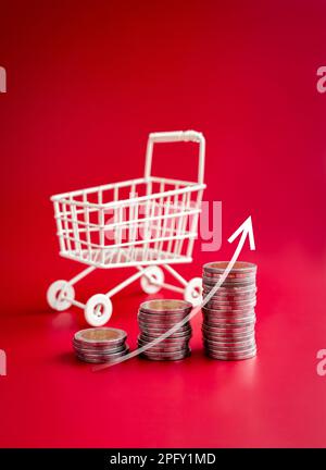 Inflation, online shopping sale profit, high cost economic, business ...