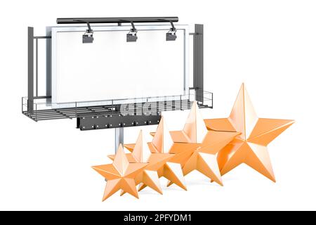 Stars rating with empty stars, 3D rendering isolated on white ...