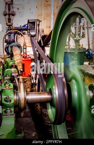 Steam powered, belt driven machinery at Combe Mill nr Woodstock, Oxford ...