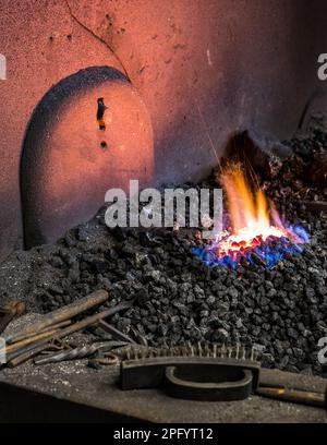 The forge fire at Combe Mill, Oxfordshire Stock Photo - Alamy