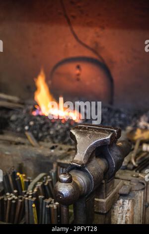 The forge fire at Combe Mill, Oxfordshire Stock Photo - Alamy