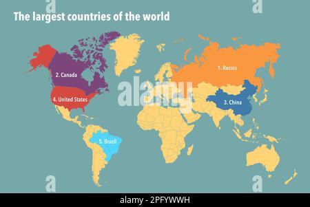 Map of the biggest countries of the world by total area Stock Photo - Alamy