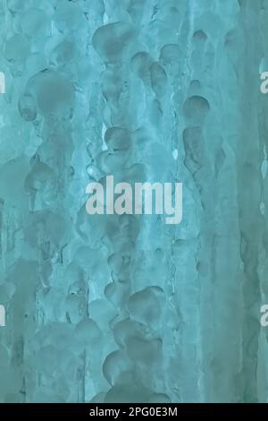 Closeup of fragile ice formations of Eben Ice Caves, Rock River Canyon ...