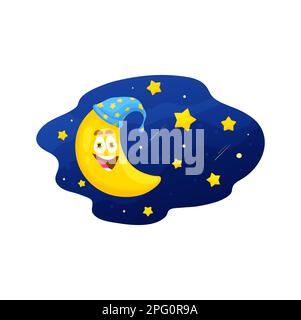 Crescent moon personage with smiling face, vector Stock Vector Image ...