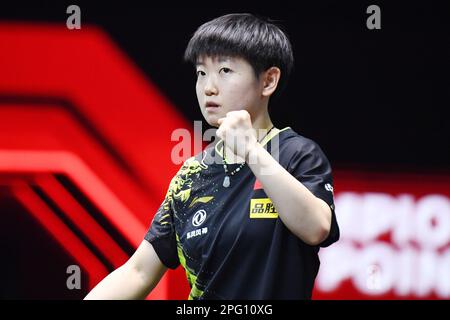 Singapore, Singapore. 19th Mar, 2023. Qian Tianyi (CHN) Table Tennis : WTT Singapore Smash 2023 ...