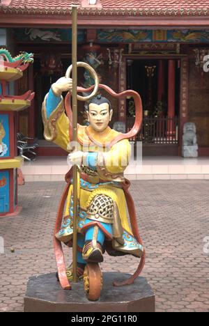 A warrior sculpture at Kwan Kong temple in Manado, North Sulawesi ...