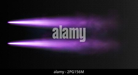 Realistic purple rocket flight trails isolated on transparent ...