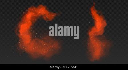 Realistic set of red dust clouds isolated on transparent background ...