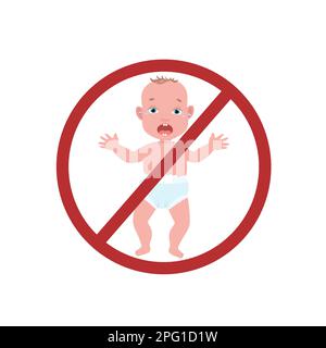 Stop kid. Ban Baby. childfree symbol. Red prohibitory road sign. Vector ...