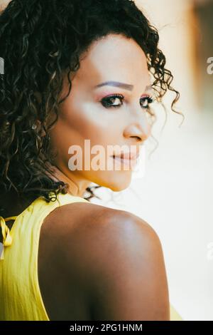Beautiful middle age woman over isolated background Pointing with ...