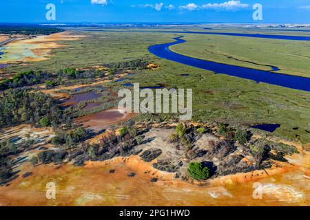 Aerial view on marshlands, Marismas del Odiel Bahia de Cadiz Natural ...
