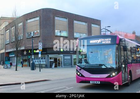 buses in derby street city centre derby england uk Stock Photo - Alamy