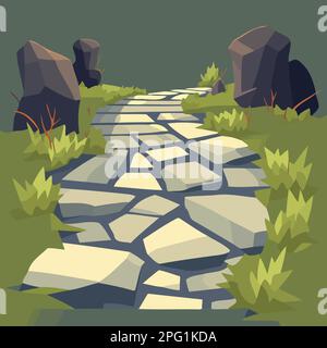 path with stone tiles Vector cartoon illustration Stock Vector Image ...
