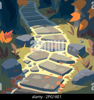 path with stone tiles Vector cartoon illustration Stock Vector Image ...