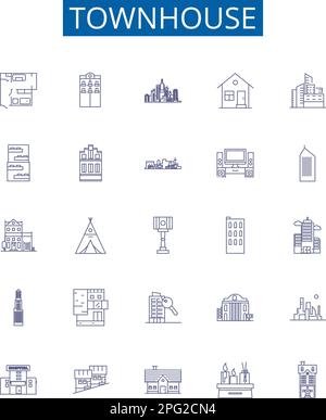 Townhouse line icons signs set. Design collection of Townhome ...
