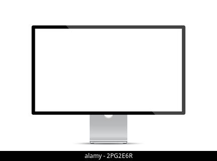 Front view of a computer monitor with blue screen. Vector illustration ...