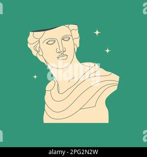 Classic bust sculpture vector in line art style. Greek ancient ...