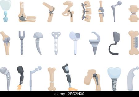 Orthopedic implants icons set cartoon vector. Hip replacement. Surgery ...