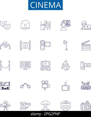 Movie trailers line icons collection. Preview, Teaser, Trailer, Sneak ...