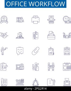 Production workflow outline icons collection. Manufacture, Process ...