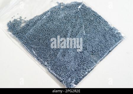 Close up of abrasive blasting media sample,cut wire shot peening ...