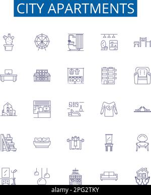 Tenement and housing line icons collection. Shelter, Residence ...