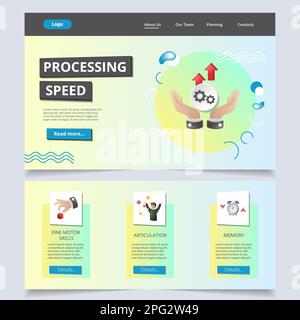 Fine motor skills flat landing page website template. Mental health ...
