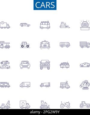 Cars line icons signs set. Design collection of Automobile, Sedan, SUV ...