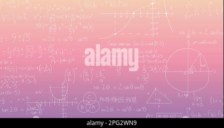 Image of mathematical equations over pink background Stock Photo - Alamy