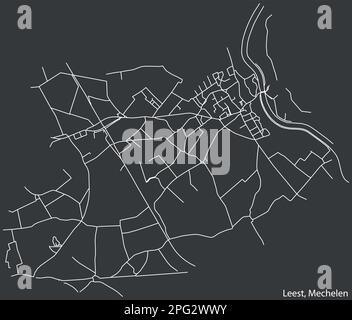 Street roads map of the LEEST SUBMUNICIPALITY, MECHELEN Stock Vector ...
