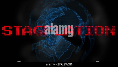 Image of stagflation text in red over graph and processing data Stock Photo - Alamy