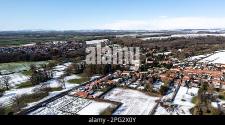 An aerial view of the picturesque village of Thornton Le Dale in the ...