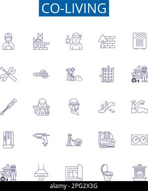 Commune line icons collection. Sharing, Community, Unity, Cooperative ...
