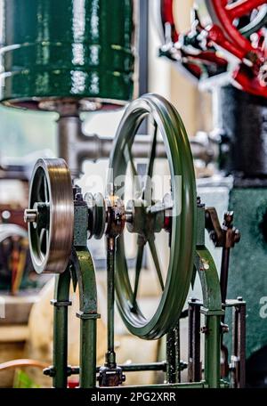 Steam powered, belt driven machinery at Combe Mill nr Woodstock, Oxford ...