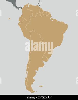 Blank political map of South America. Simple flat vector outline map ...