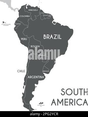 South America Map black and white illustration Stock Vector Image & Art ...