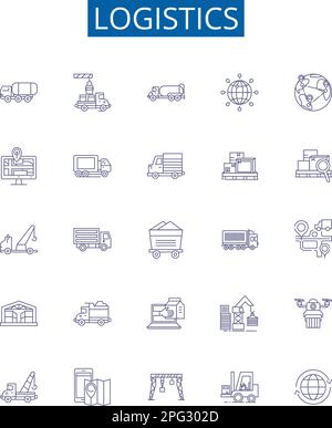 Distribution and warehousing outline icons collection. Distribution, Warehousing, Logistics ...