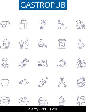 Gastropub line icons signs set. Design collection of Pub, Gastro, Drink ...