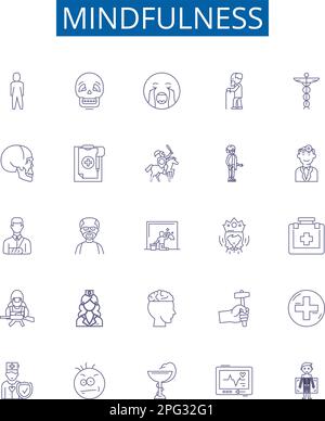 Mindfulness line icons signs set. Design collection of Awareness ...
