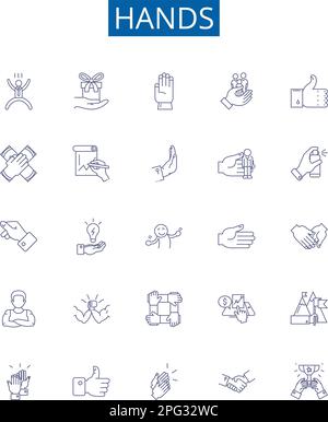 Hands outline icons collection. Grip, Grasp, Clench, Wring, Fist, Hold ...