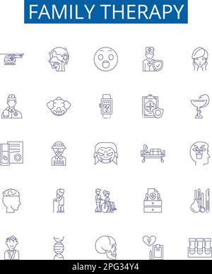 Family therapy line icons signs set. Design collection of family ...