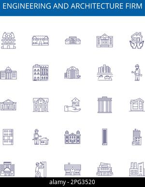 Engineering and architecture firm line icons signs set. Design ...