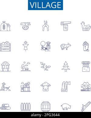 Township line icons collection. Community, Development, Growth ...