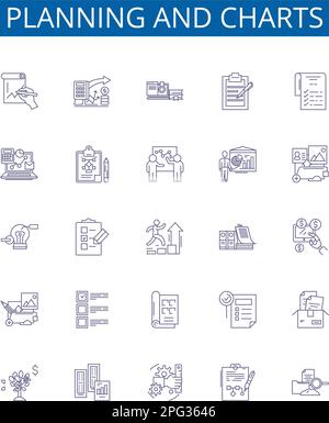 Planning and charts line icons, signs set. Planning, Charts, Strategy ...