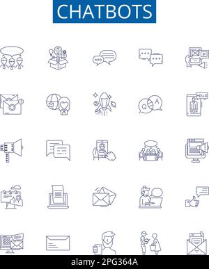 Chatbots line icons, signs set. Chatbots, Artificial, Intelligence ...