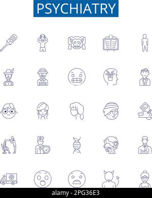 Psychiatry line icons signs set. Design collection of Psychiatry ...