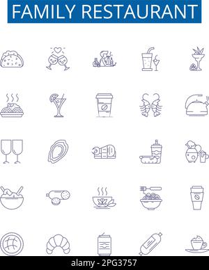 Family restaurant line icons signs set. Design collection of family, restaurant, dining, eatery ...