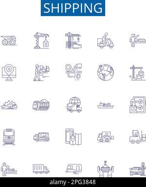 Dispatch line icons collection. Logistics, Delivery, Transportation ...